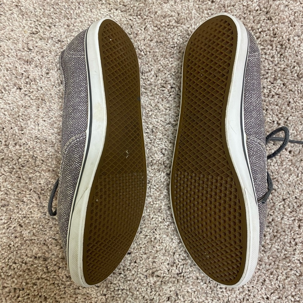 Vans- Grey And White Herringbone Pattern Shoes - Gem